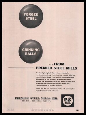 1957 Premier Steel Mills Edmonton Alberta Canada Forged Grinding Balls ...