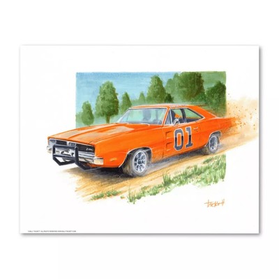 Signed DUKES OF HAZZARD General Lee Poster Print Wall Art Unframed | eBay