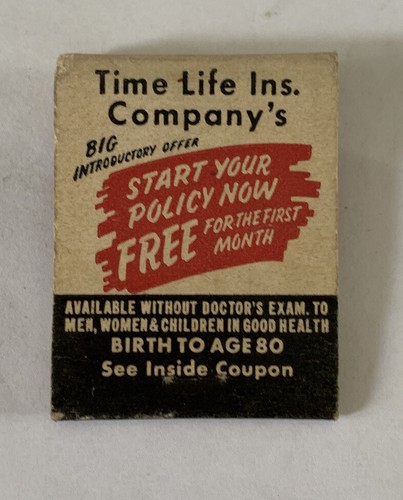 Time Life Insurance Company San Antonio Texas Vintage Matchbook ...