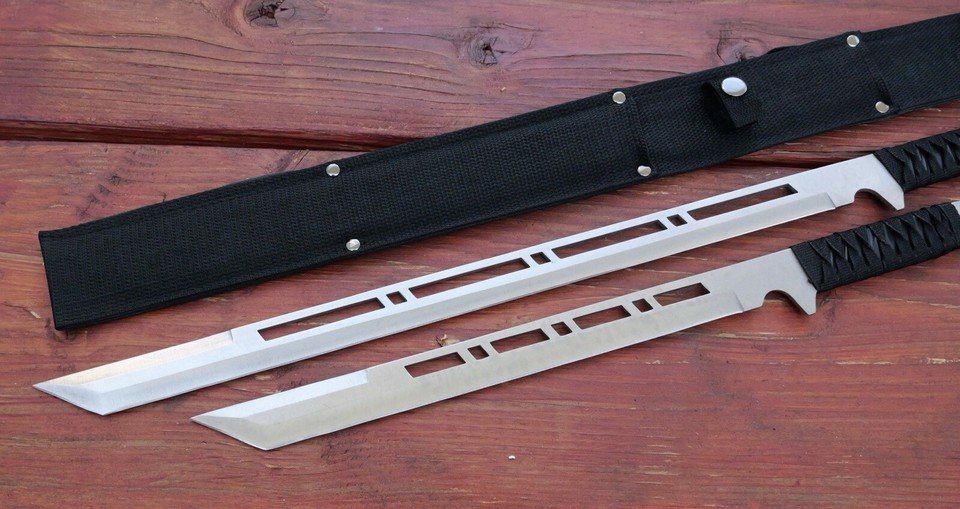 Ninja Sword Set Tanto Straight Blade Full Tang Dual Wielding 18” 29 ...