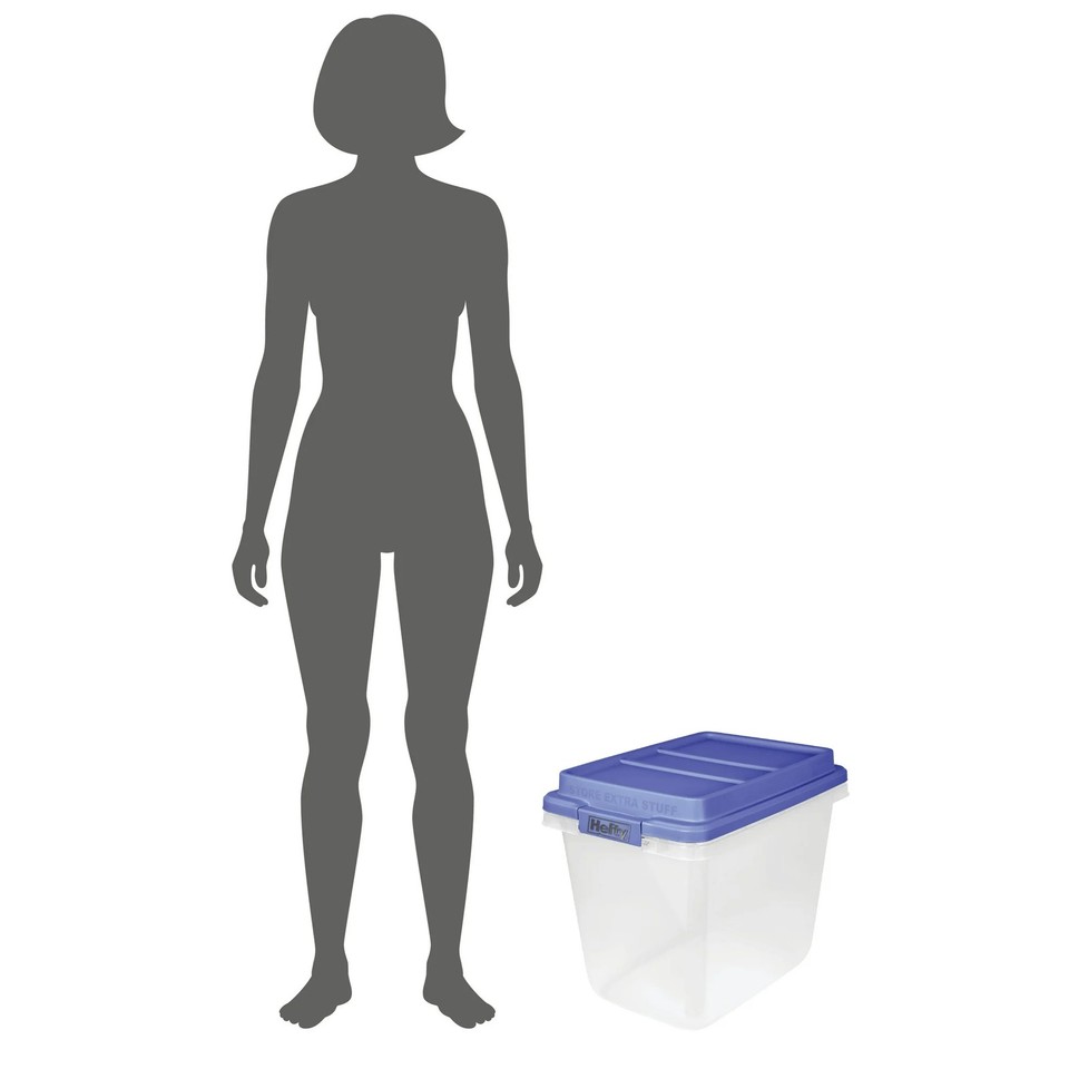 Hefty 6 Pack 32 Quart Hi-Rise Stackable Plastic Storage Bin with Lid ...