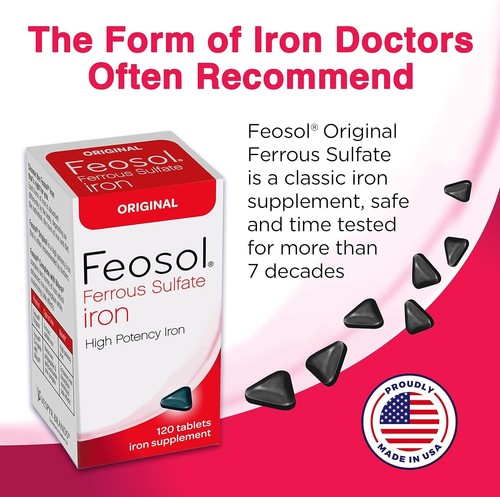 Feosol Original Iron Supplement Tablets, Non-heme, 325mg Ferrous ...