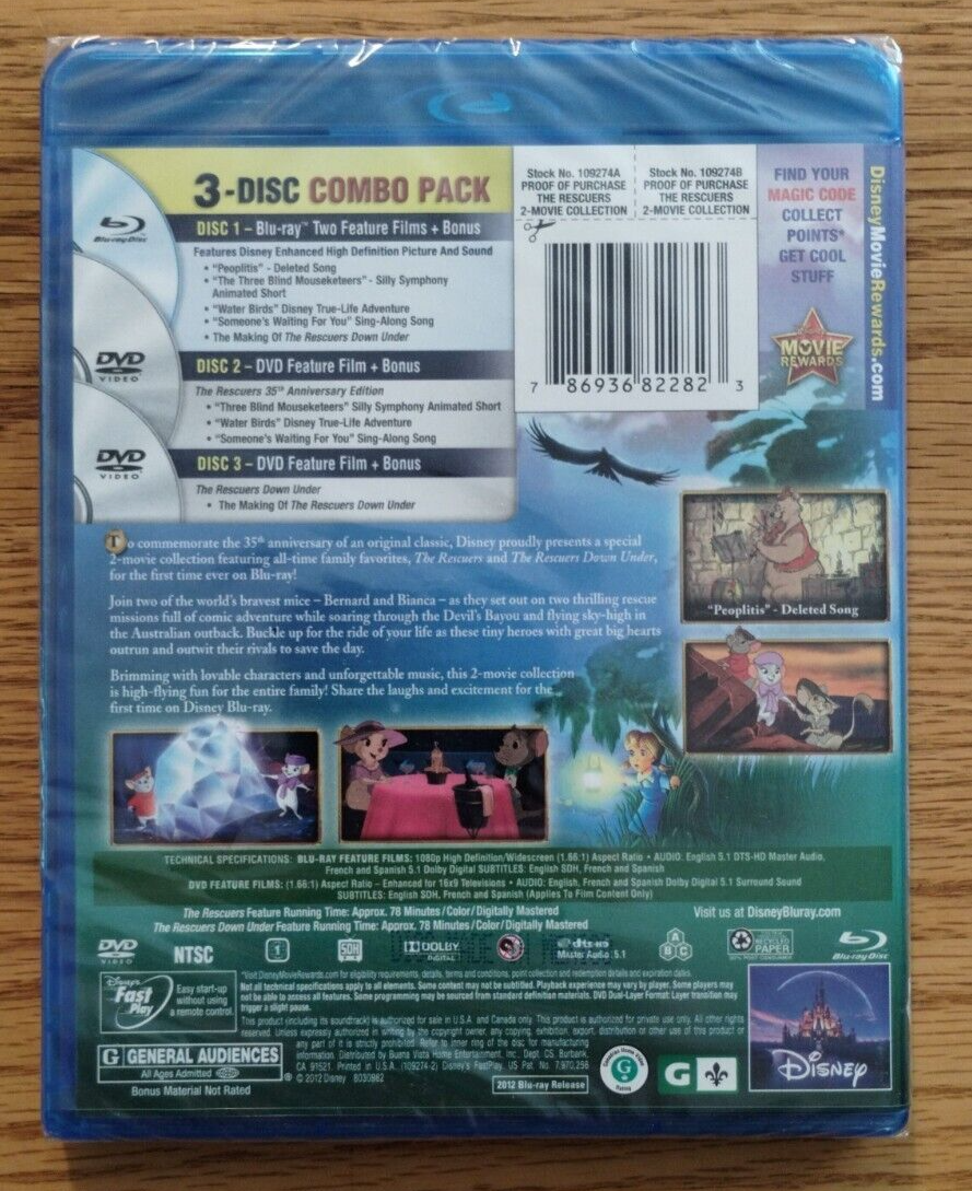 The Rescuers / the Rescuers Down under (35th Anniversary Edition) (Blu ...