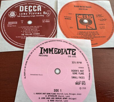 Record label vinyl stickers. 99mm. Beatles, punk, Rock, etc etc 1960s ...