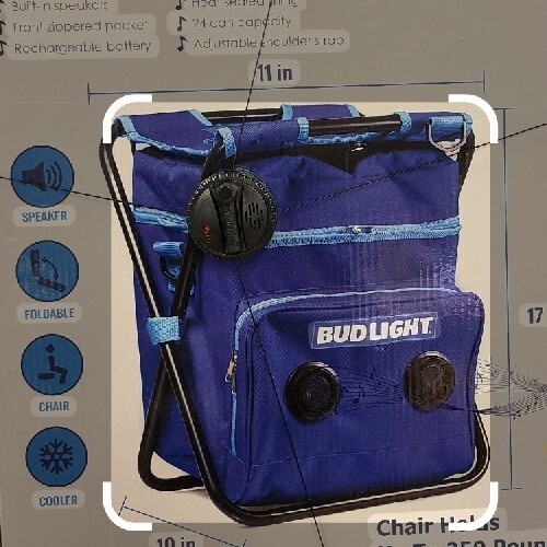 Bud Light Wireless Speaker Chair Bluetooth 24 Can Cooler Blue up to 250 ...