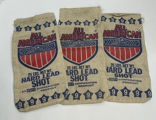 3 All American 25LBS. Hard Lead Shot No. 9 Canvas Bag Double Side Print ...
