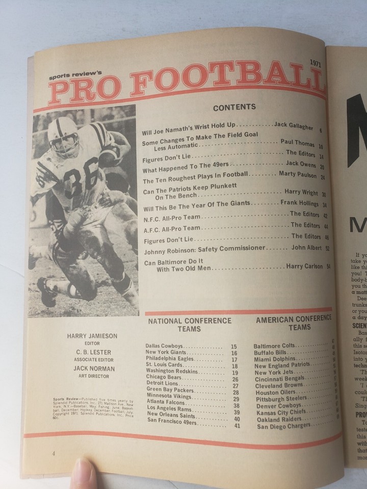 1971 Sports Review's Pro Football Magazine Joe Namath Jim Plunkett | eBay