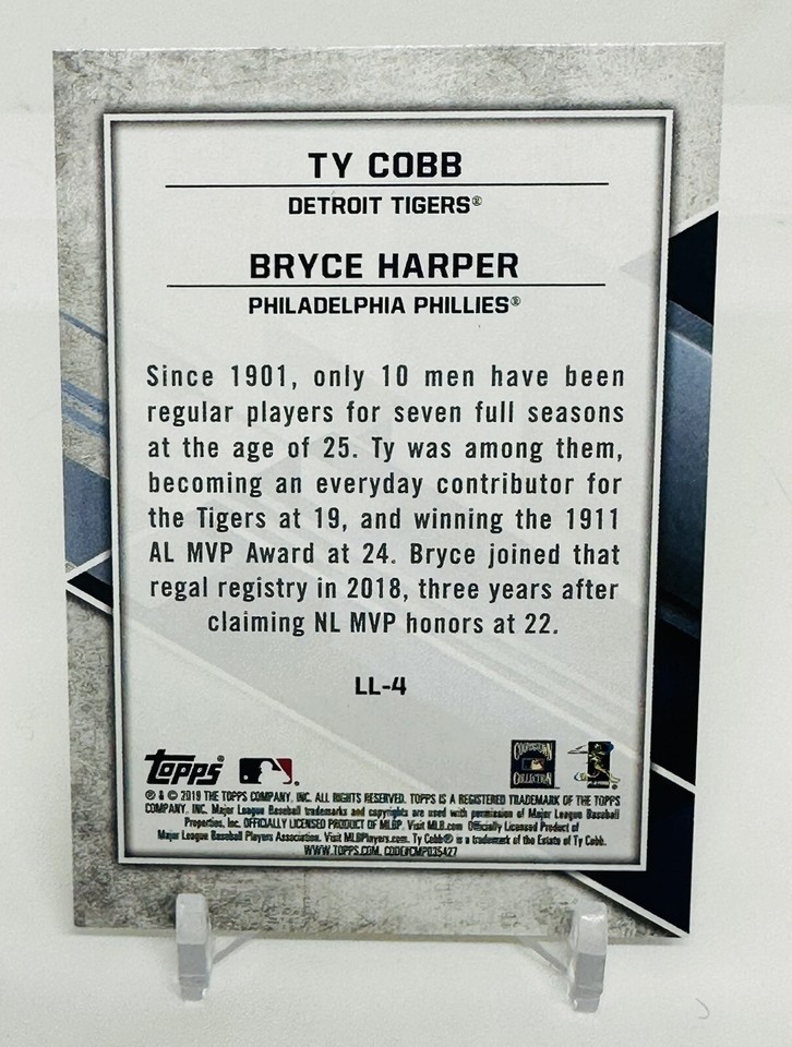 Ty Cobb/Bryce Harper 2019 Topps Fire Lasting Legacies Gold Minted ...