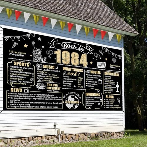40Th Birthday Decorations Back in 1984 Banner Backdrop for Men Women ...