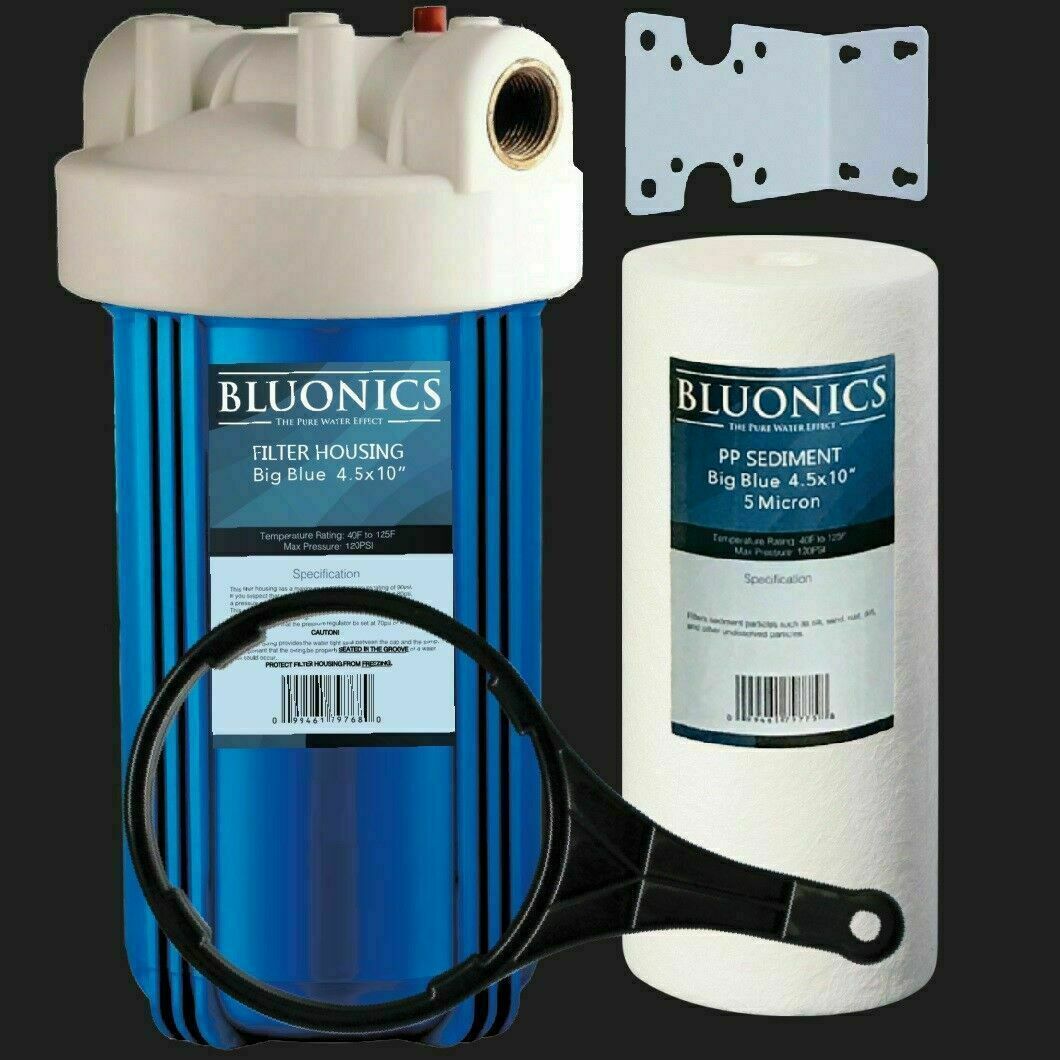 BLUONICS 4.5 x 10" Whole House Water Filter Purifier with Sediment ...