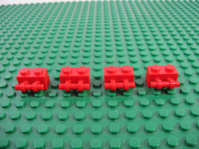 4x LEGO Red Modified Brick 1 x 2 with Bar Handle 10014 5976 5936 6713 ...
