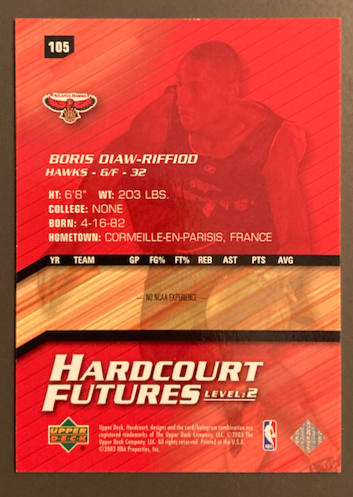 BORIS DIAW 2003-04 UPPER DECK HARDCOURT ROOKIE 1952/1999 | eBay