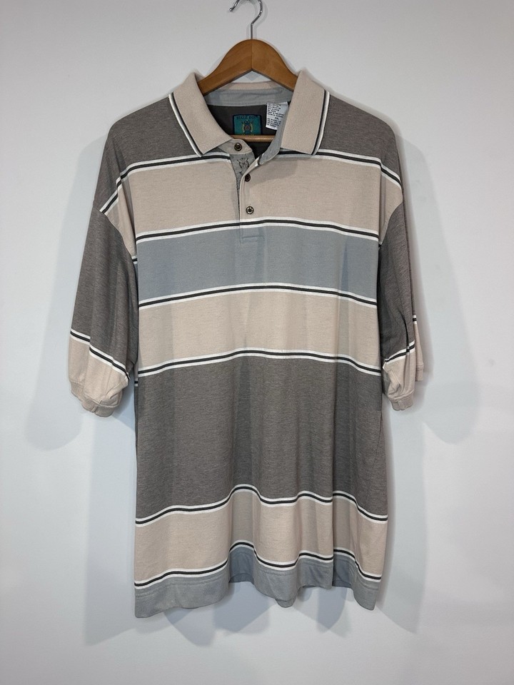 Vintage Bugle Boy Golf Polo Shirt Mens Size XXL Striped Short Sleeve ...