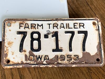 1953 Iowa FARM TRAILER License Plate Tag | eBay