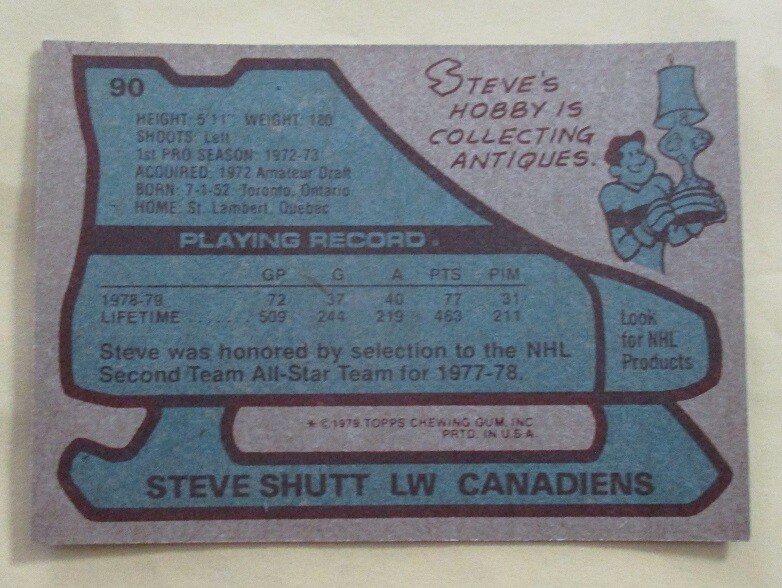 STEVE SHUTT Montreal CANADIENS 1979-80 TOPPS HOCKEY CARD #90 | eBay