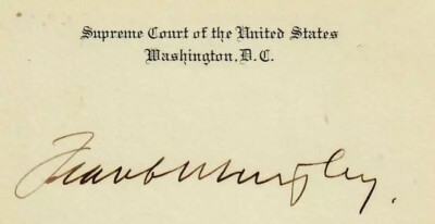 RARE! “Supreme Court Justice" Frank Murphy Hand Signed 3X4 Chamber Card ...