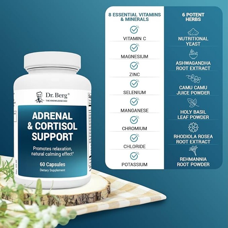 Dr. Berg Adrenal and Cortisol Capsules - Mood, Focus, Relaxation Stress ...