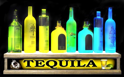 24" LED TEQUILA LIGHTED LIQUOR BOTTLE DISPLAY SHELF shot glass display ...