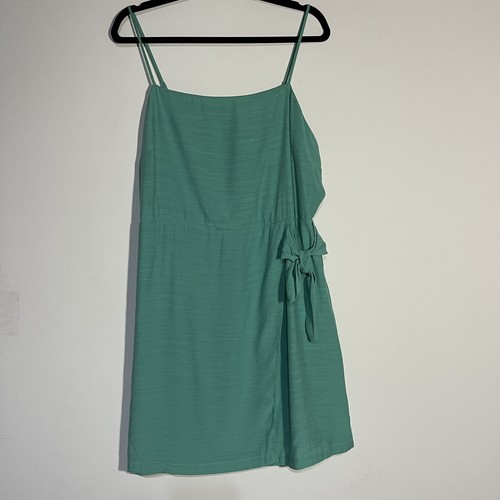 Nine West Dress Womens XL Teal Sleevelss Cami Dress Faux Wrap Front Tie ...