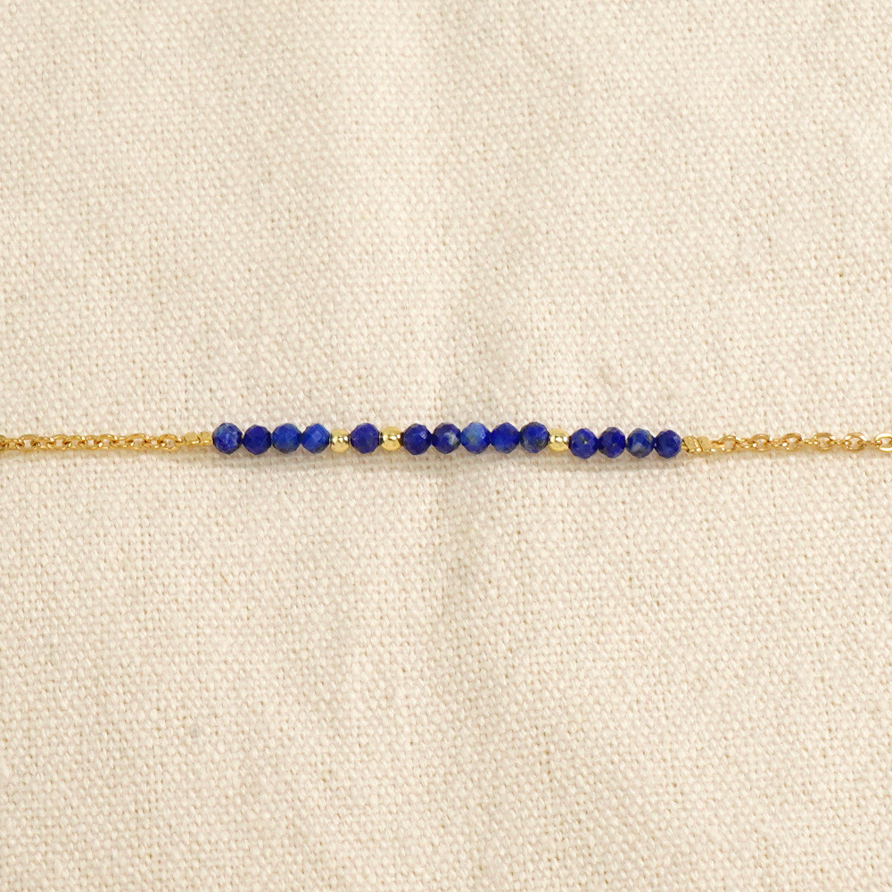 Dainty Blue Sapphire Beaded 14K Gold Chain Dainty Minimalist Birthstone ...