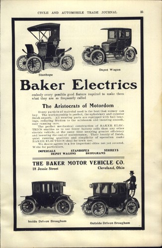 1905 PAPER AD CAR AUTO Baker Electrics Automobile Stanhope Brougham ...