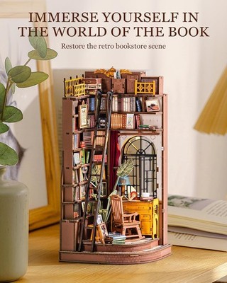 Rolife Silent Corner Study DIY Wooden Book Nook Bookshelf Insert ...