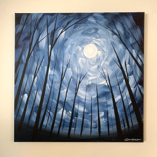 Original Acrylic Painting “Blue Moon” On Canvas By Chip Ghigna 20” x 20 ...
