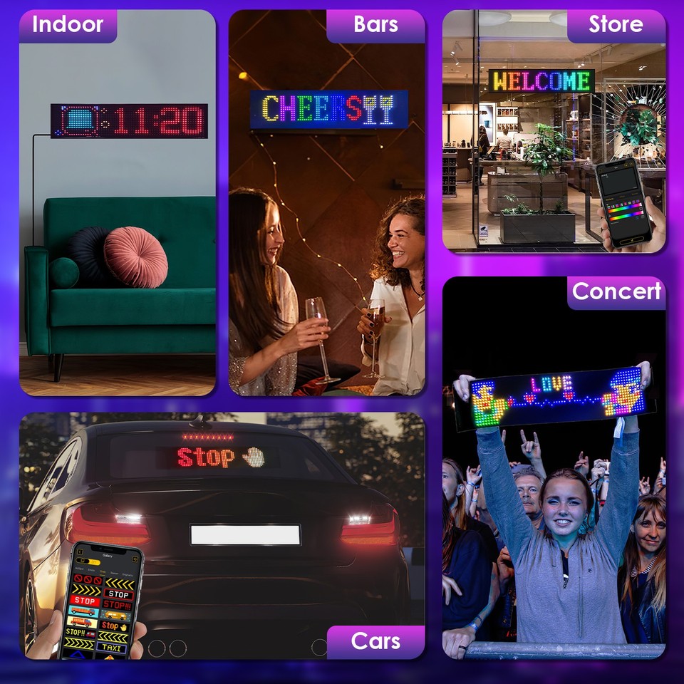 2Pack 16x96 Matrix Devil Eyes Lights For Car Ultra-thin Programmable ...