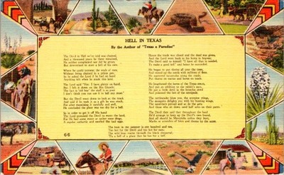 1930s Hell in Texas Poem Postcard Tichnor Linen Era Unused Big Spring ...