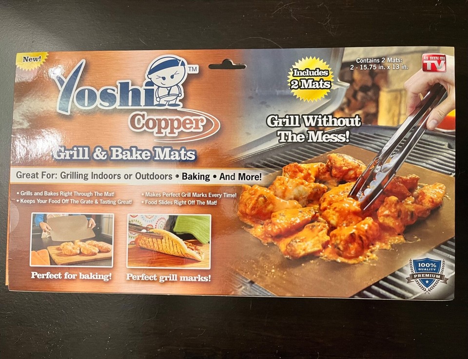 NEW Yoshi Copper Non-Stick BBQ Grill Baking Mat 2-Ct 15.75" x 13" | eBay