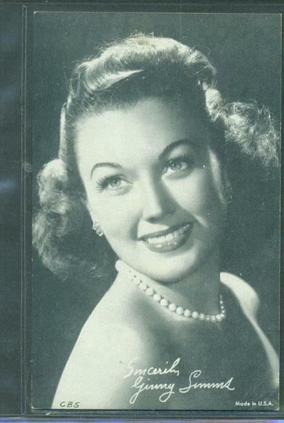 1940'S EXHIBIT ARCADE CARD CBS SINGER ACTRESS GINNY SIMMS POSE 2 VG/EX ...