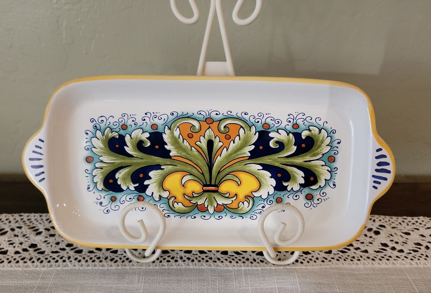 Nova Deruta Hand Painted Ceramic Handled Appetizer Tray Made in Italy ...