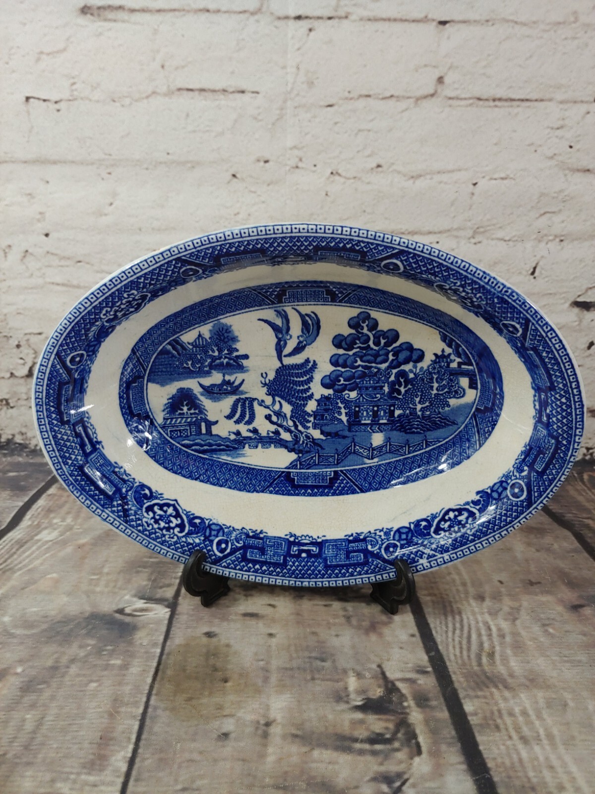 Vintage Dudson Wilcox & Till Hanley England 9.5" Blue Willow Oval ...
