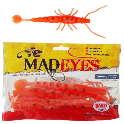 Halco Madeyes Paddle Prawn Soft Bait 7in Fluoro Orange Qty 4 | eBay