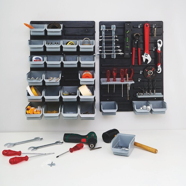 NEW 43pc Plastic Parts Storage Bins Boxes & Tool Tidy Kit Shed Garage ...