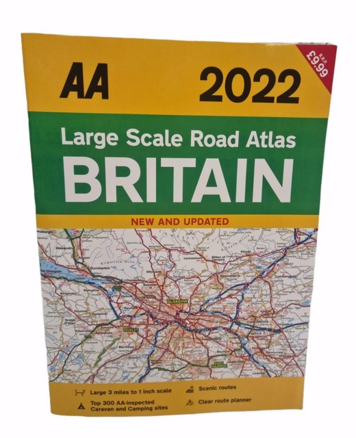 AA 2022 Large Scale Road Atlas Britain 3 Miles to 1 Inch Route Planner ...