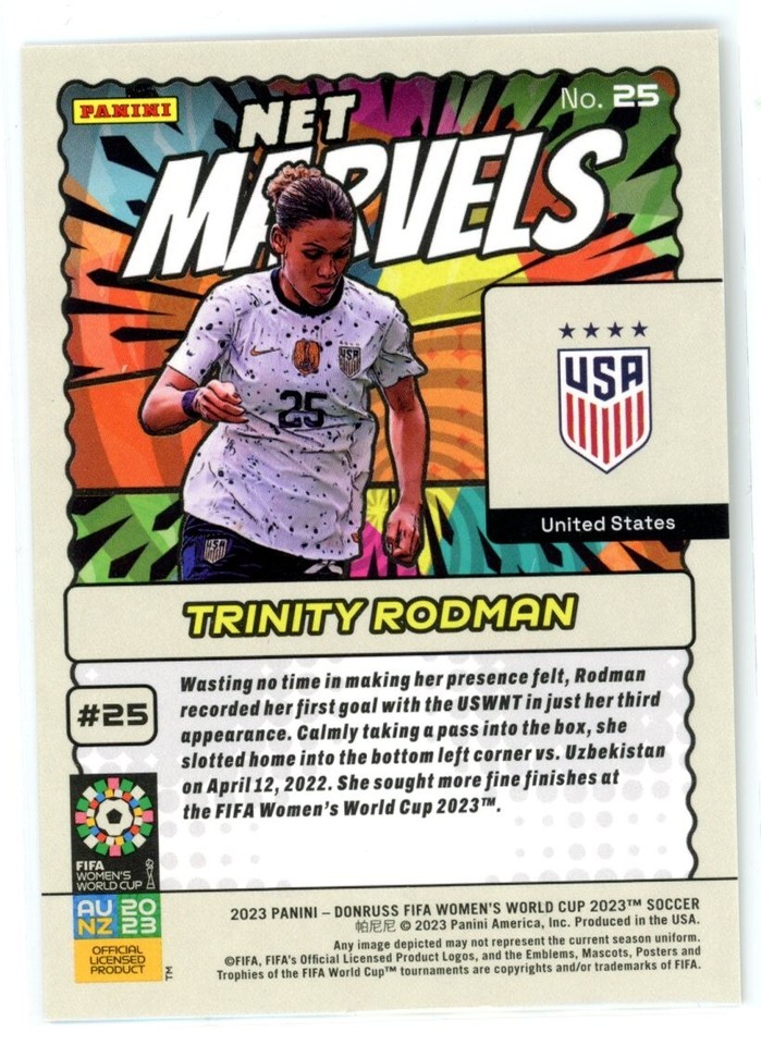 Trinity Rodman 2023 Donruss FIFA Women's World Cup NET MARVELS GOLD 3 / ...