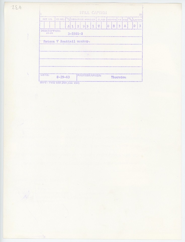 NASA, SATURN V BOATTAIL MOCKUP 1963, ROCKET ENGINE, 8X10 REPRINT ONLY ...