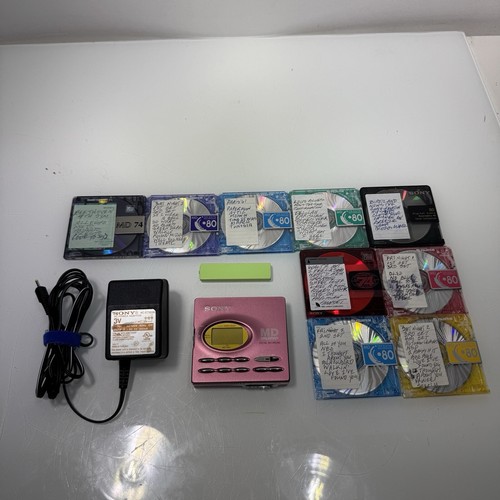 Sony Minidisc Walkman Recorder MZ-R91 Pink W/ Power Adaptor 9 ...