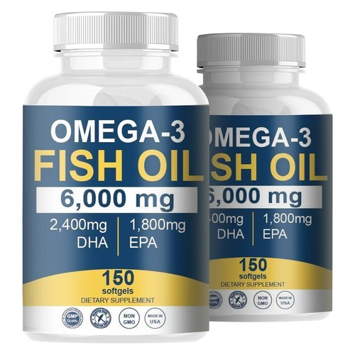 Omega 3 Fish Oil 6000 Mg with Maximum EPA DHA - Supports Brain,Liver ...
