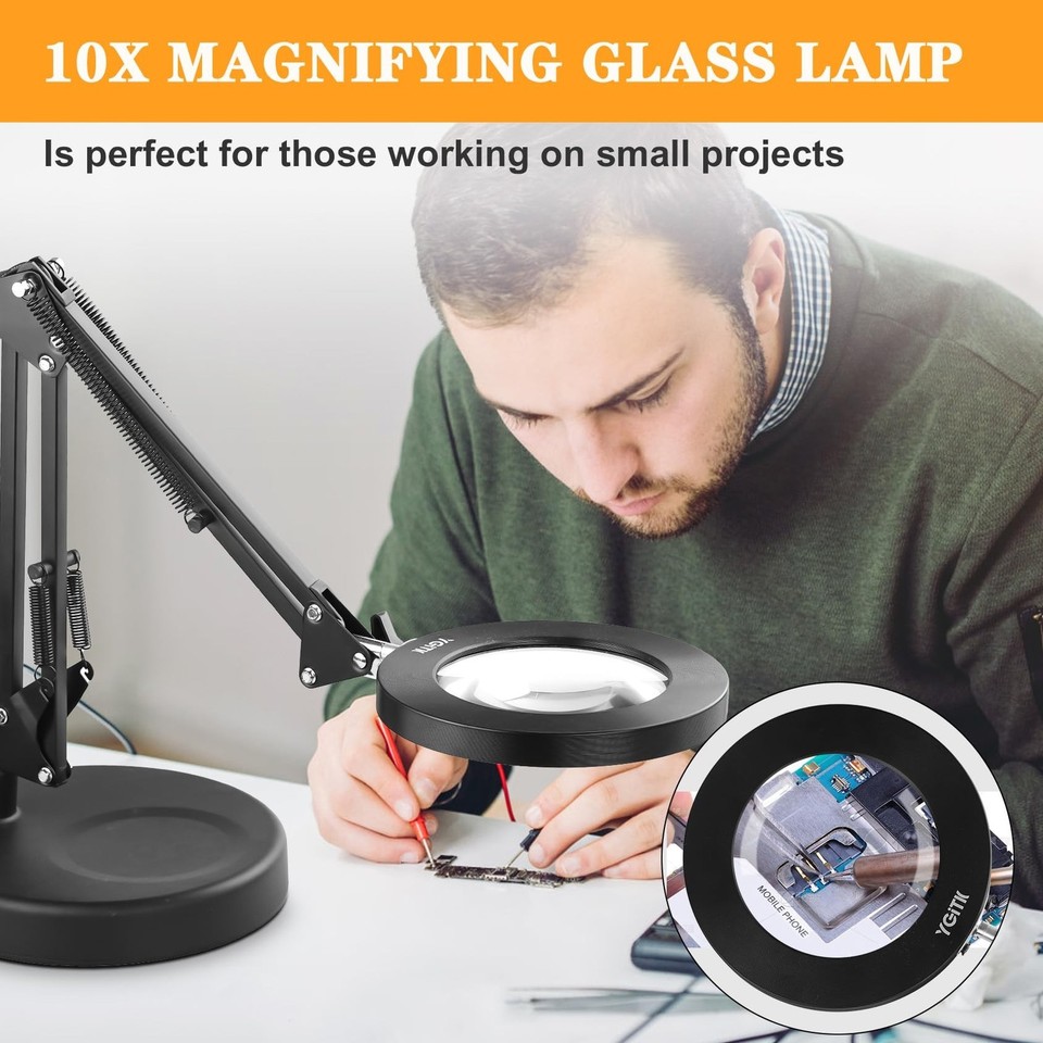 10X Magnifying Glass with Light and Stand Desk Magnifying Glass Light ...