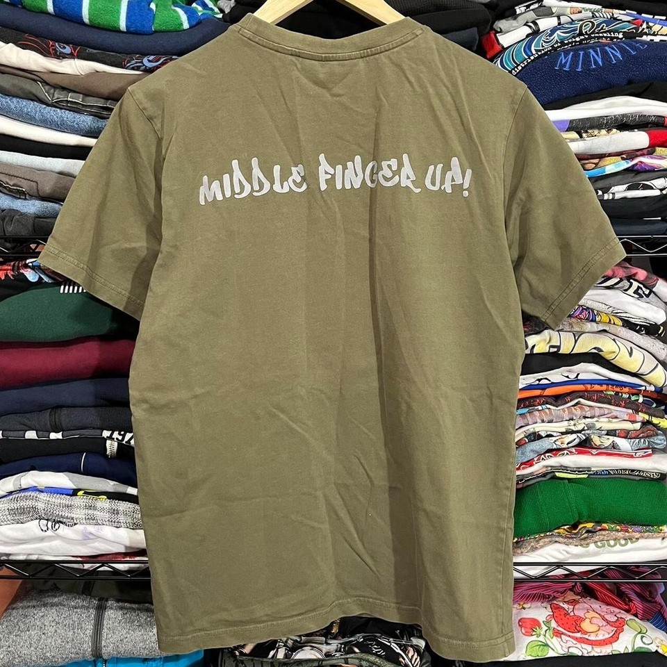 Medium Y2K Ecko Middle Finger Up Zipper Pocket Shirt khaki green t ...