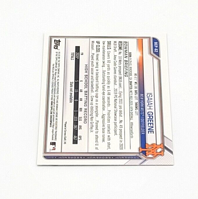 2021 Bowman Chrome Baseball Isaiah Greene New York Mets #BCP-62 | eBay