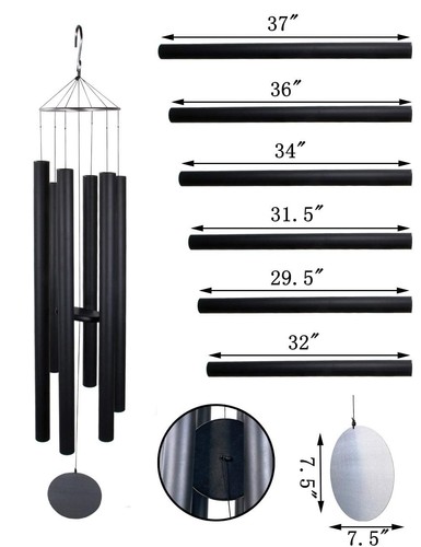 66" Extra Large Wind Chimes, Deep Tone Wind Chimes Outdoor with 6 Metal ...