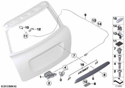 MINI Genuine Trunk Lid Lock Replacement Fits R50 R53 R56 R56 LCI R59 ...