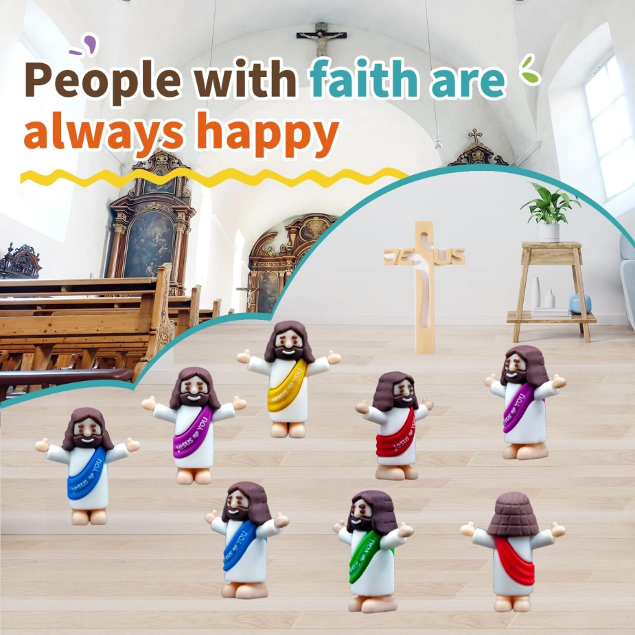 25 Pcs Little Jesus Figures Original Design Jesus Love You Mini Rubber ...
