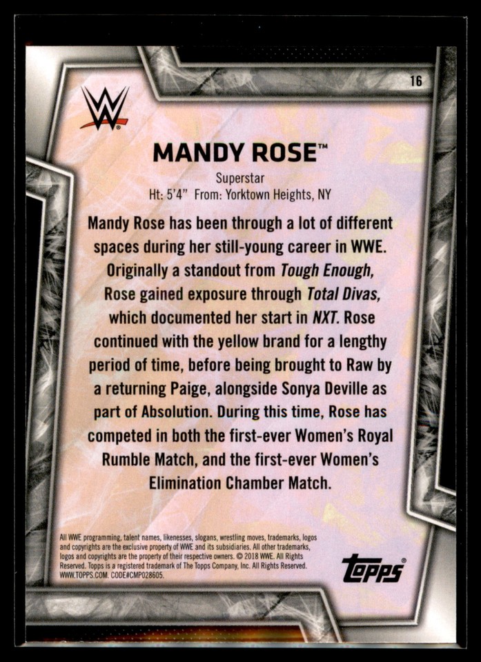 2018 Topps Women’s Division WWE Wrestling Base Set #16 Mandy Rose - Qty ...