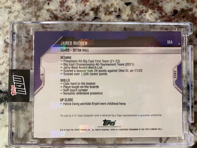 2021 BOWMAN NEXT TOPPS NOW BASKETBALL AUTO CARD /99 JARED RHODEN #18A ...