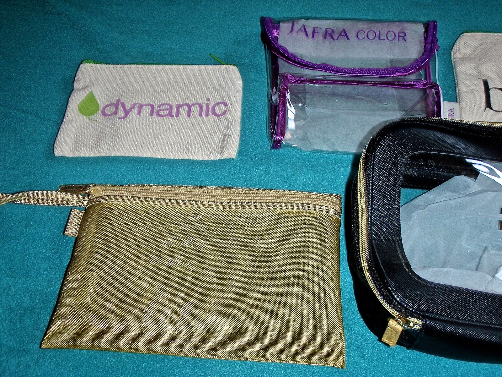 LOT OF 5 JAFRA MAKEUP BAGS: CANVAS, GOLD MESH, CLEAR PLASTIC~ NEW! | eBay