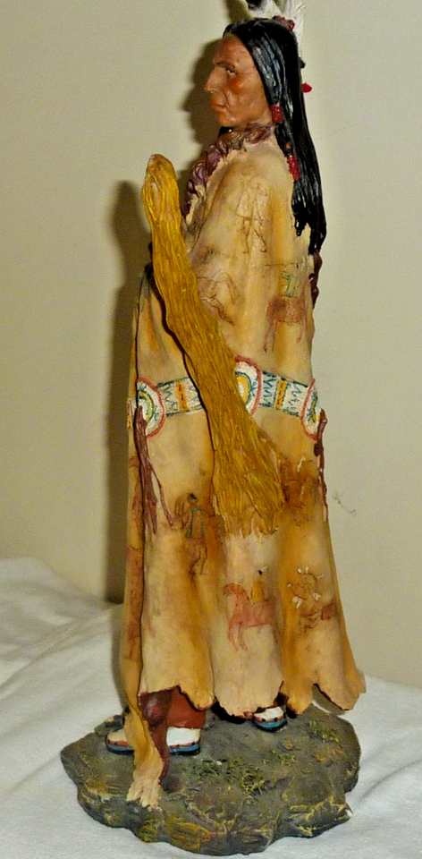 Native American Indian Warrior W Buffalo Robe Resin Composite Sculpture ...